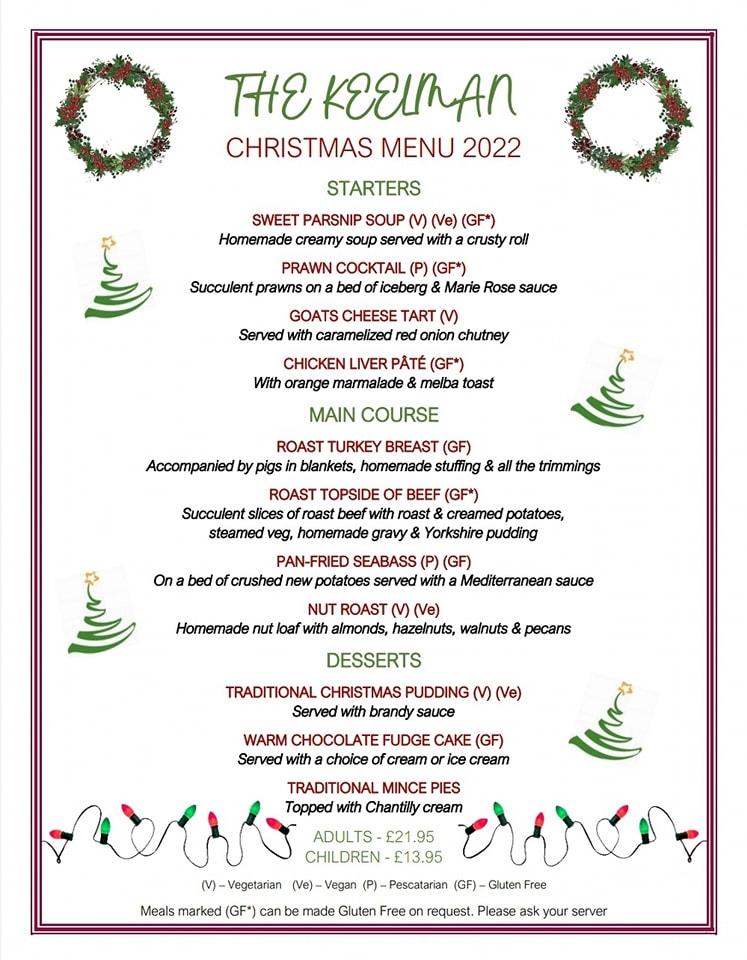 Menu at The Keelman pub & bar, Newcastle upon Tyne, Grange Road