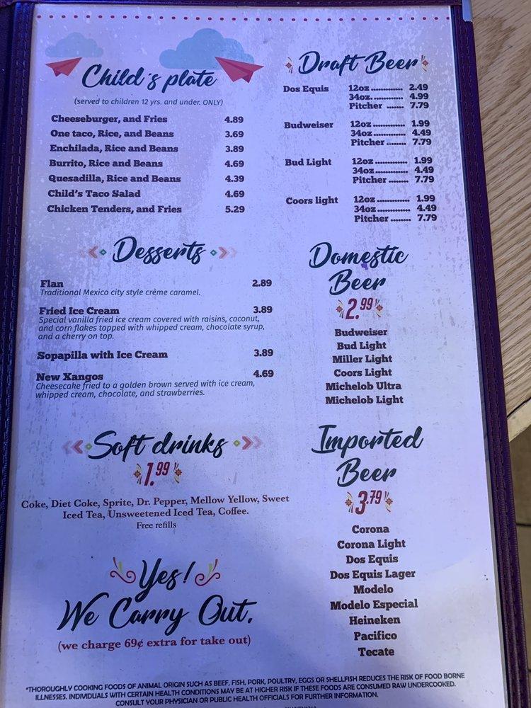 Menu at VALLE VERDE restaurant, Morrison