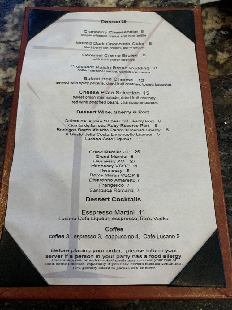 Menu at 90 restaurant, Winthrop