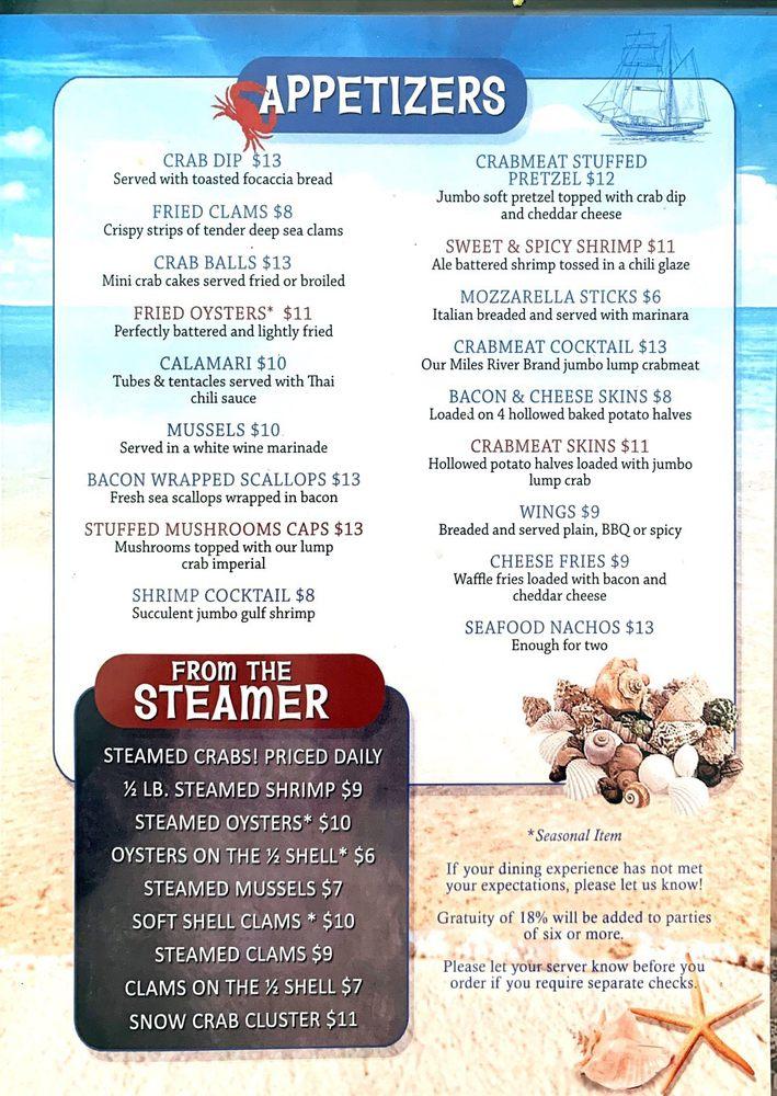 Menu at Chesapeake Landing restaurant, Saint Michaels, St Michaels