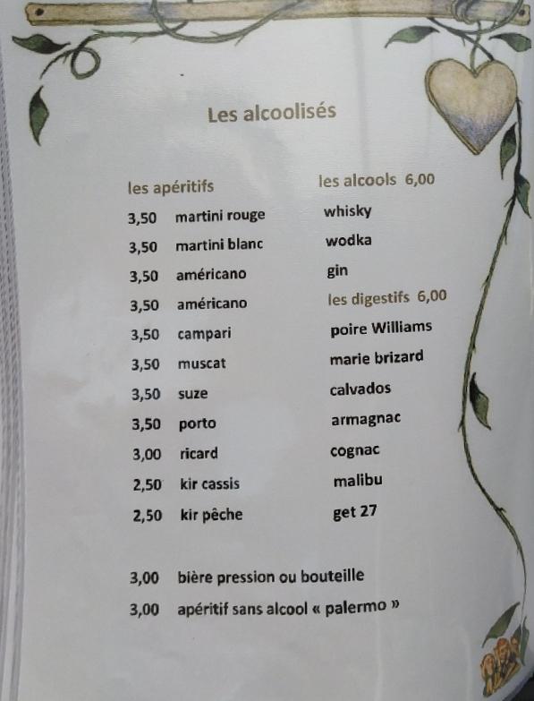 Menu au Le Clos Des Elfes restaurant, Laveyssière