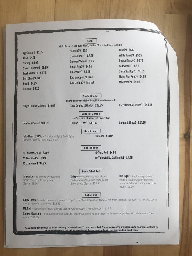 Menu at Maru Sushi & Grill - East Nashville restaurant, Nashville