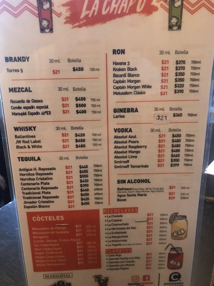Carta del pub y bar Cervecería Chapultepec, Santa Lucía del Camino, Av ...