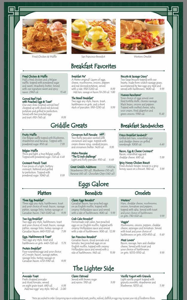 Menu at Metro Diner restaurant, Cape Coral