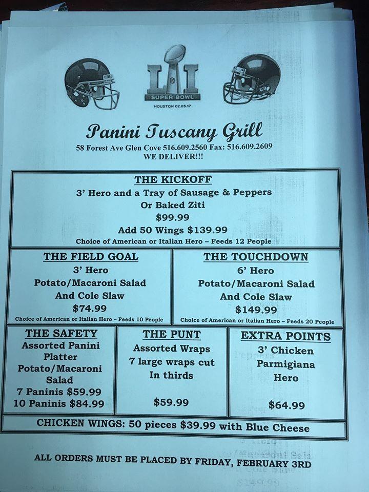 Menu at Panini restaurant, Glen Cove
