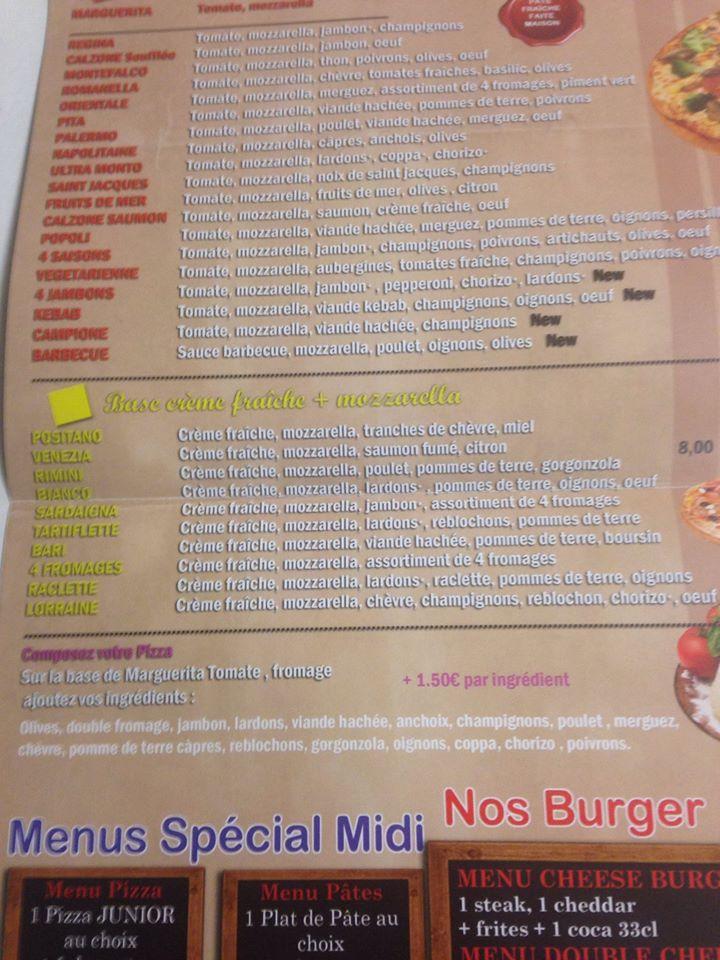 Carta de pizzería Popoli Pizza, Distrito de Toul