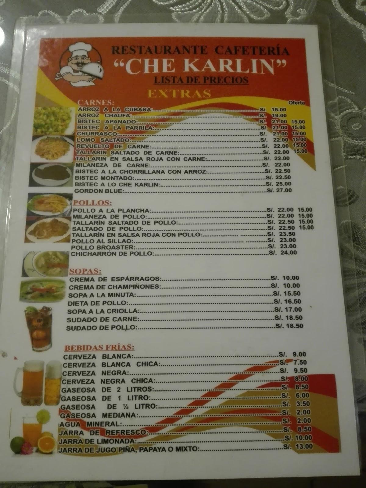 Menu at Restaurante Che Karlin, Juliaca