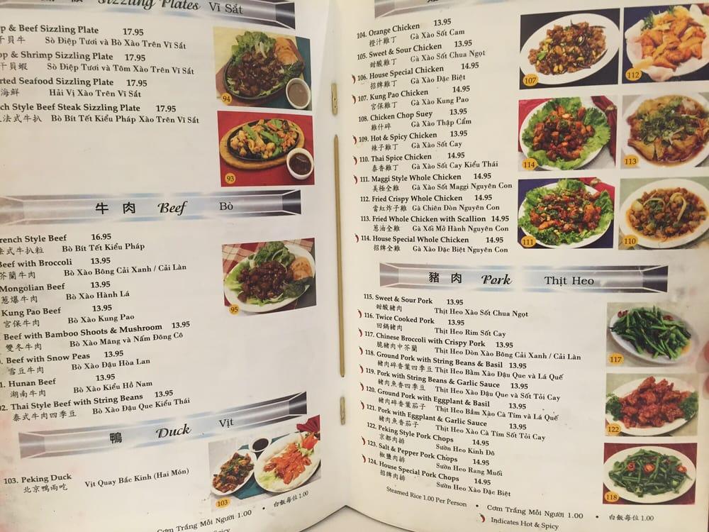 Menu at Seafood Cove restaurant, Garden Grove, Westminster Blvd.