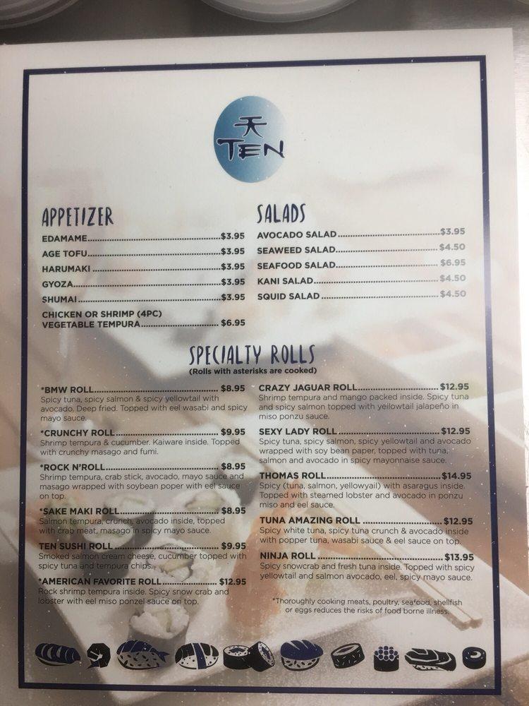 Menu at Ten Sushi restaurant, Maple Grove, County Rd 30