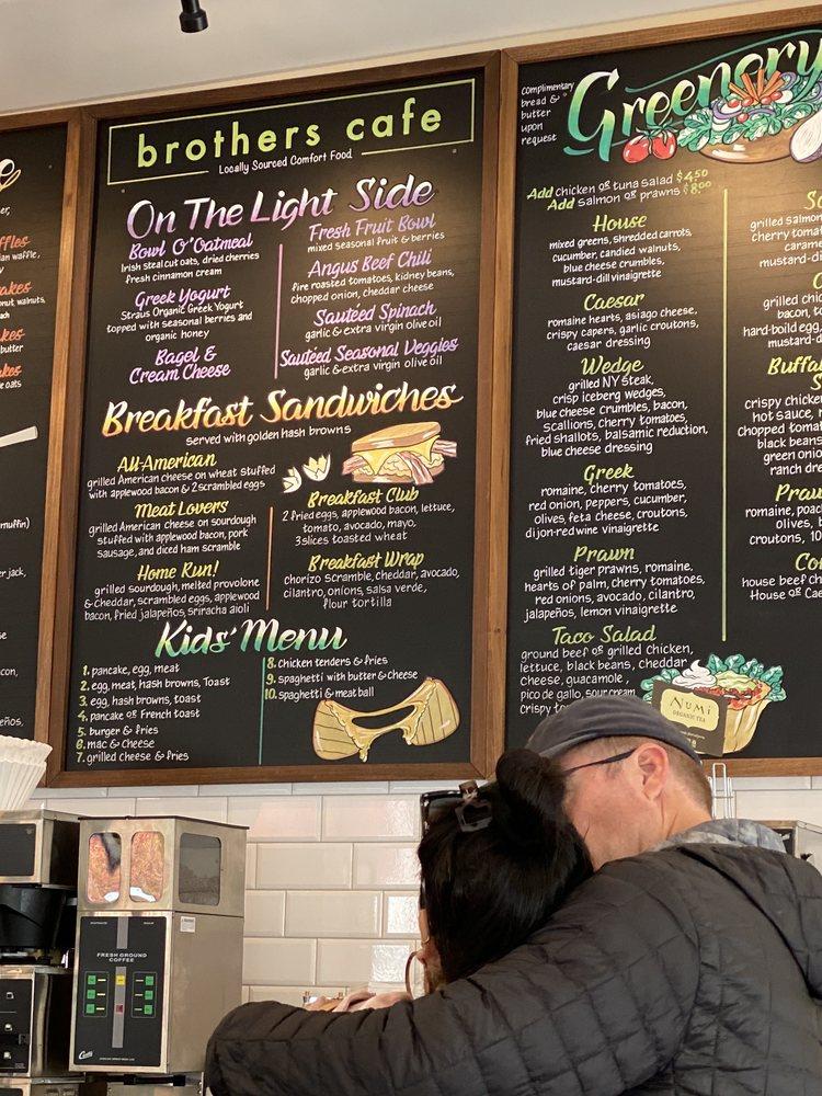 Menu at Brothers Cafe, San Mateo
