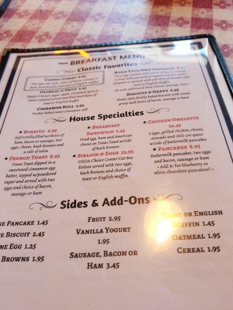 Menu at Brown House Cafe, Woodway, Jordan Ln