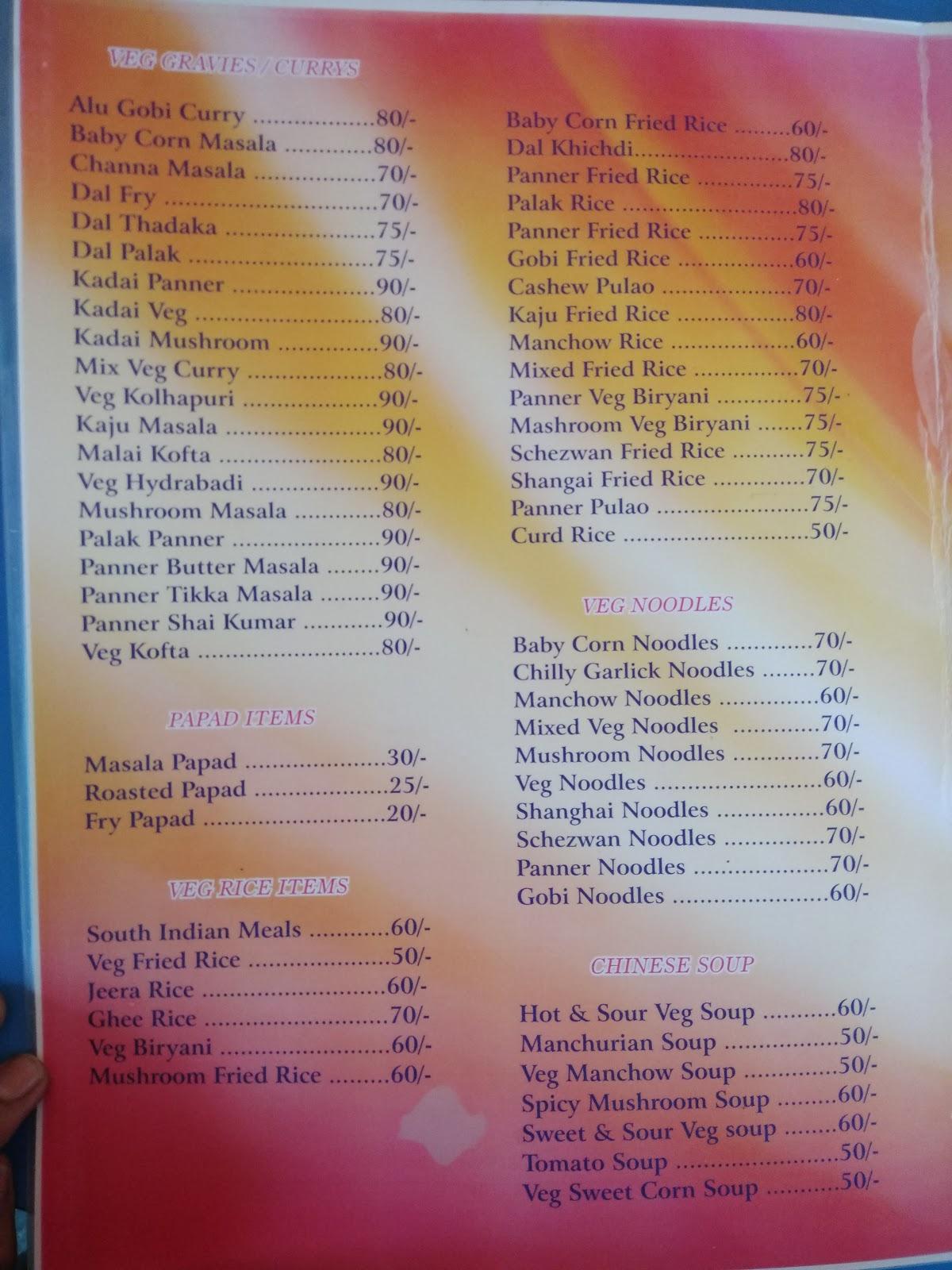 Menu at Darshana Shree Andhra Kitchen, Nalagampalli