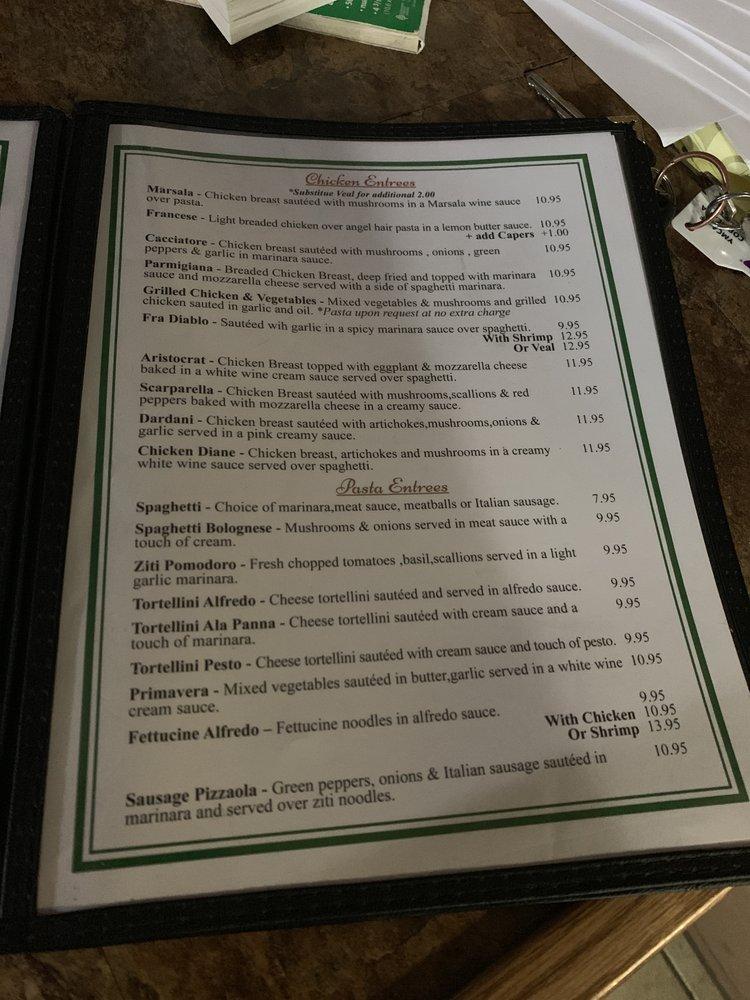 Menu at Italian Village restaurant, Corsicana