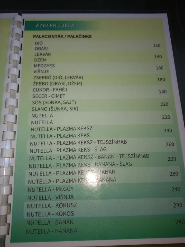 Menu at Lucky Burger restaurant, Ranutovac