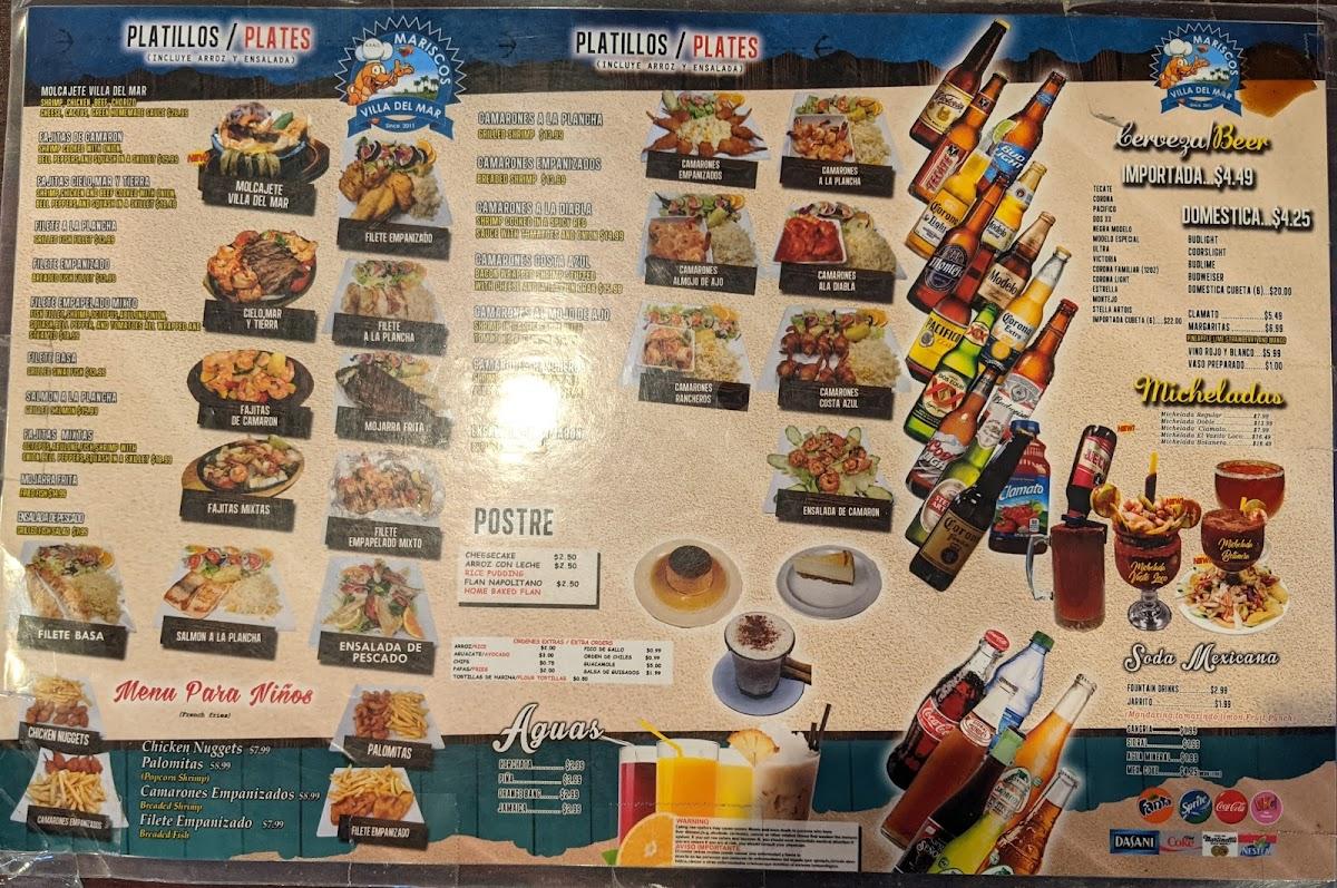 Menu at Mariscos Villa Del Mar restaurant, La Mirada