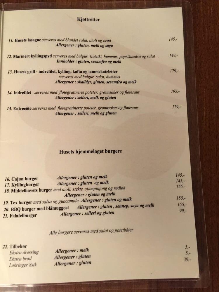 Menu at Meze Grill, Oslo