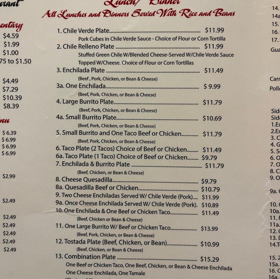 Menu at Ricardo's Restaurant, Brigham City