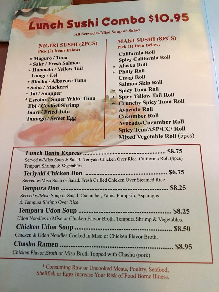 Menu at sora sushi (sushi channel) restaurant, Kelso