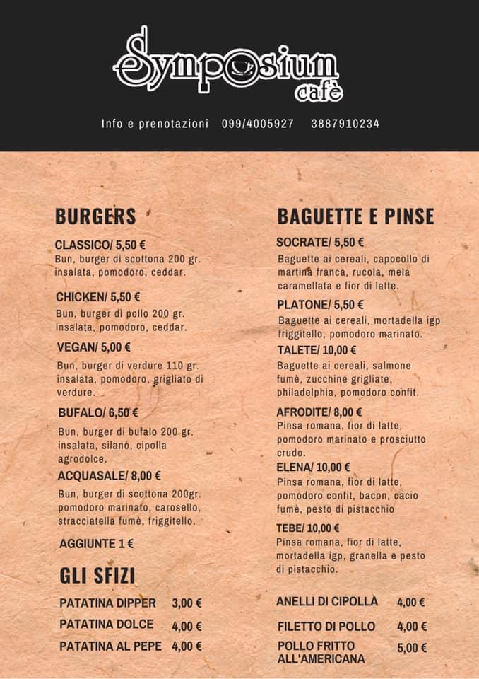 Menu da Symposium Cafè pub & bar, Crispiano