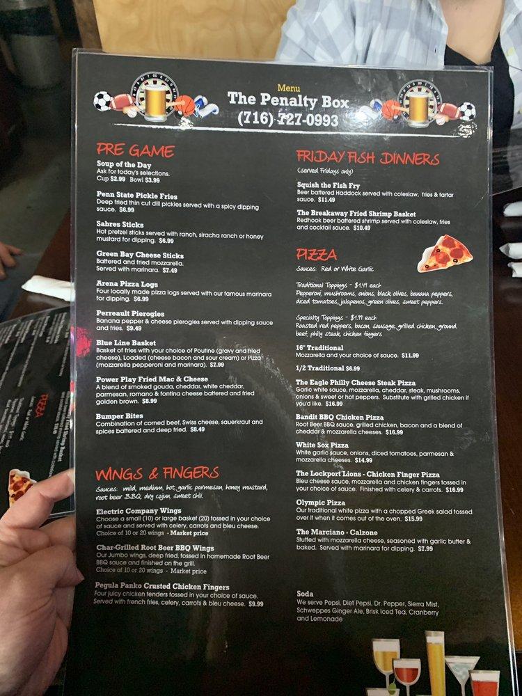 Menu at The Penalty Box pizzeria, Lockport