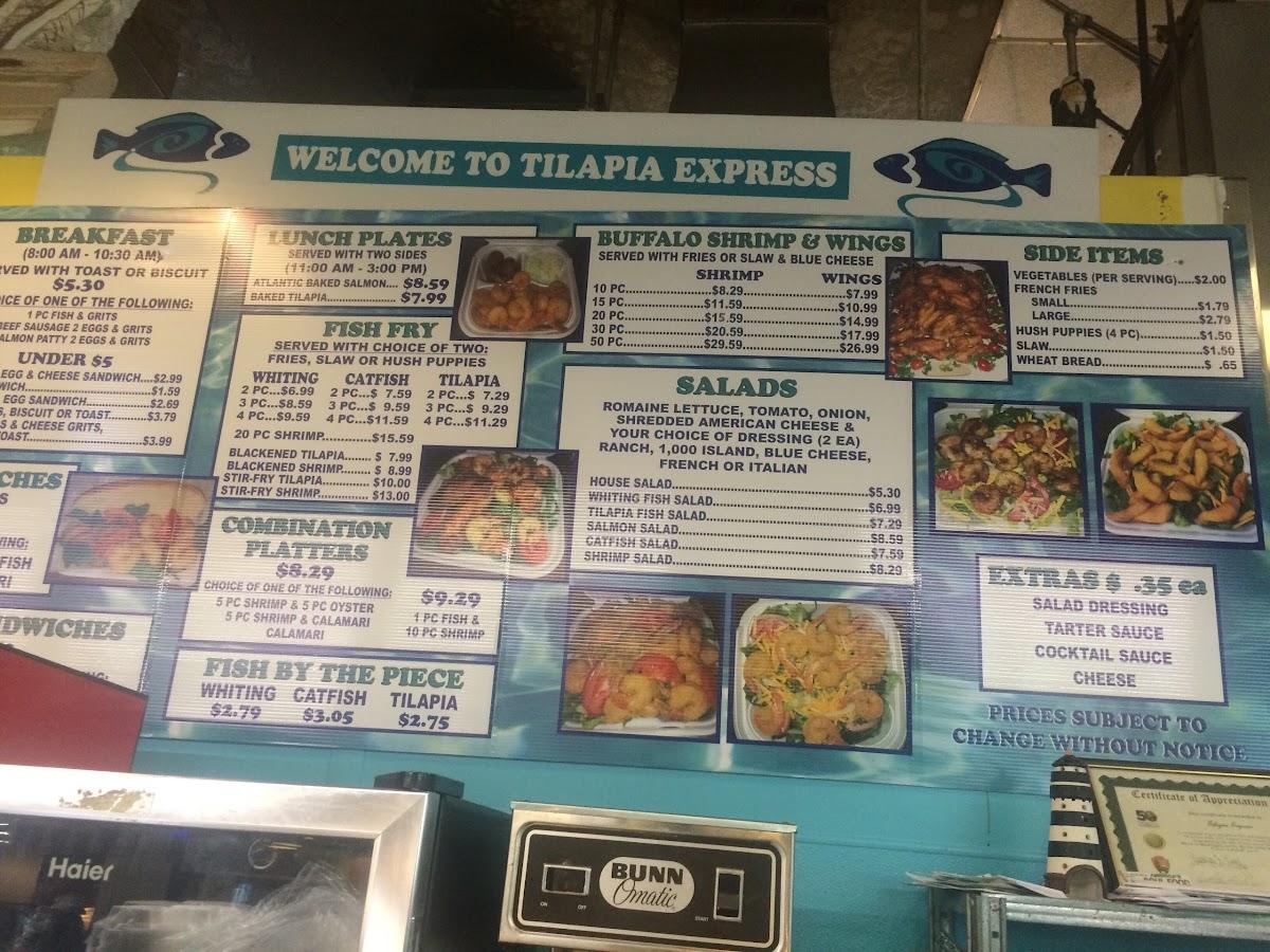 Menu at Tilapia Express restaurant, Atlanta