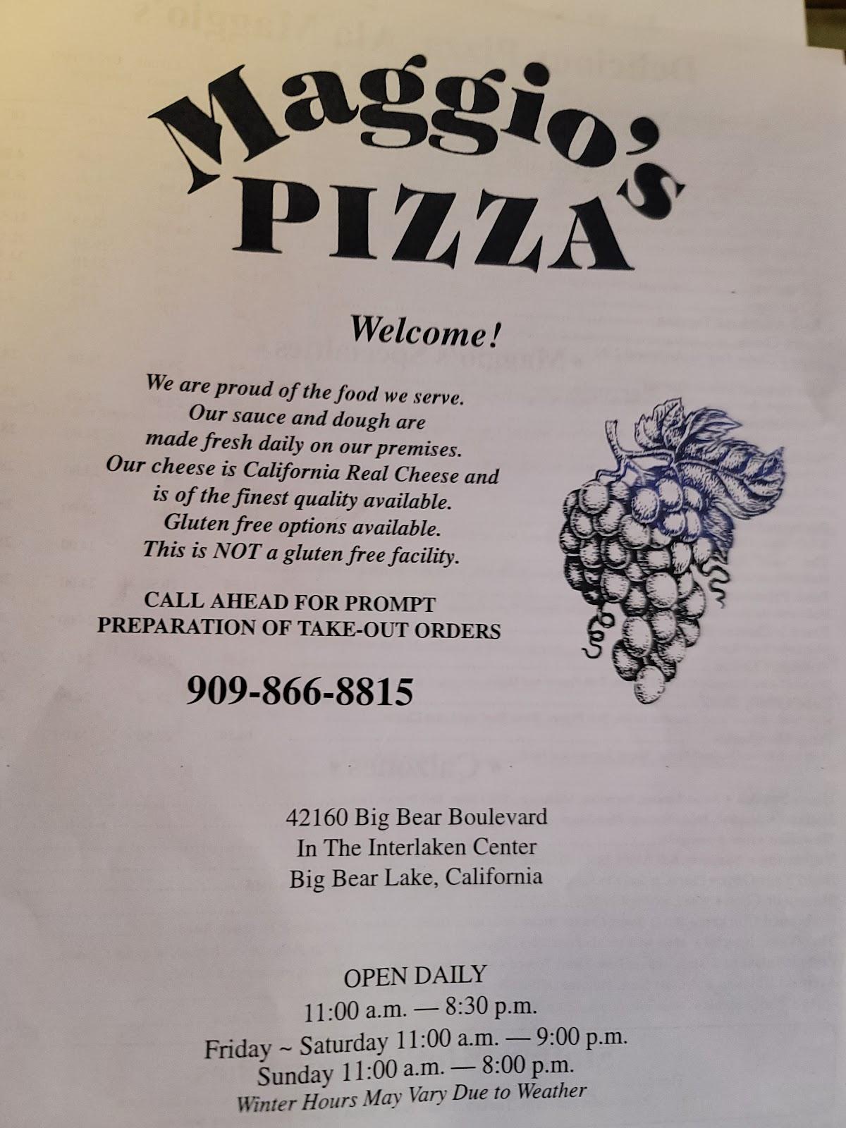 Menu at Maggio's Pizza pizzeria, Big Bear Lake, Big Bear Blvd
