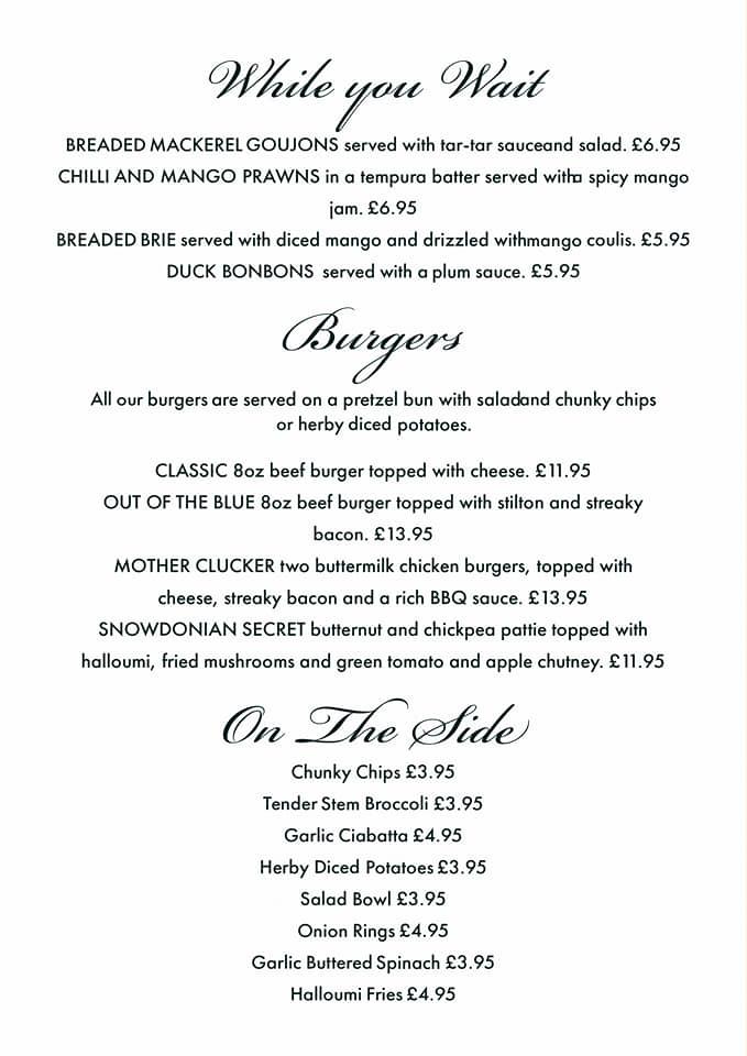 Menu at The Last Inn pub & bar, Barmouth