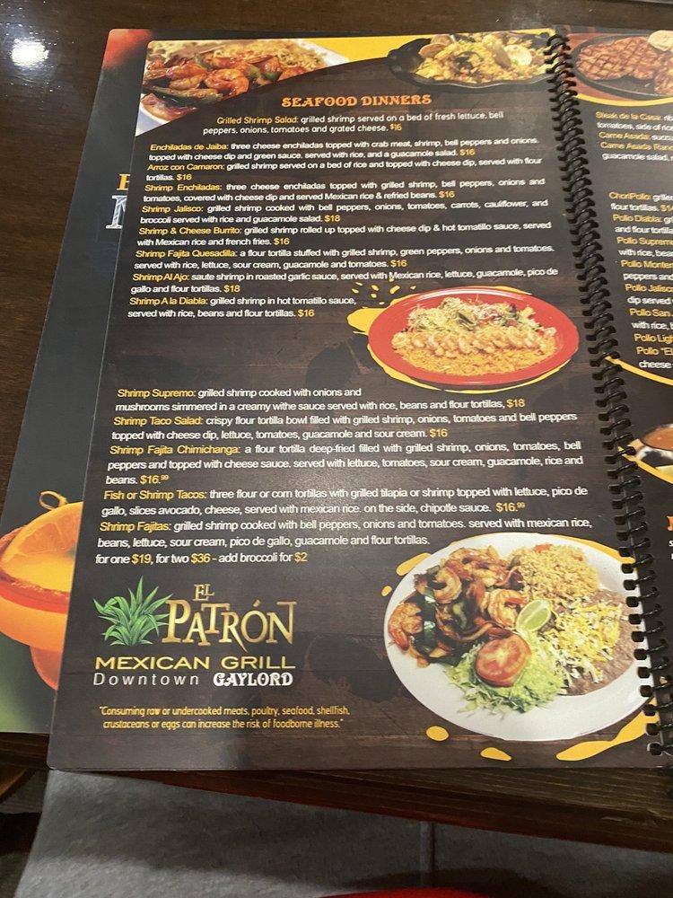 Menu at El Patron Grill restaurant, Gaylord