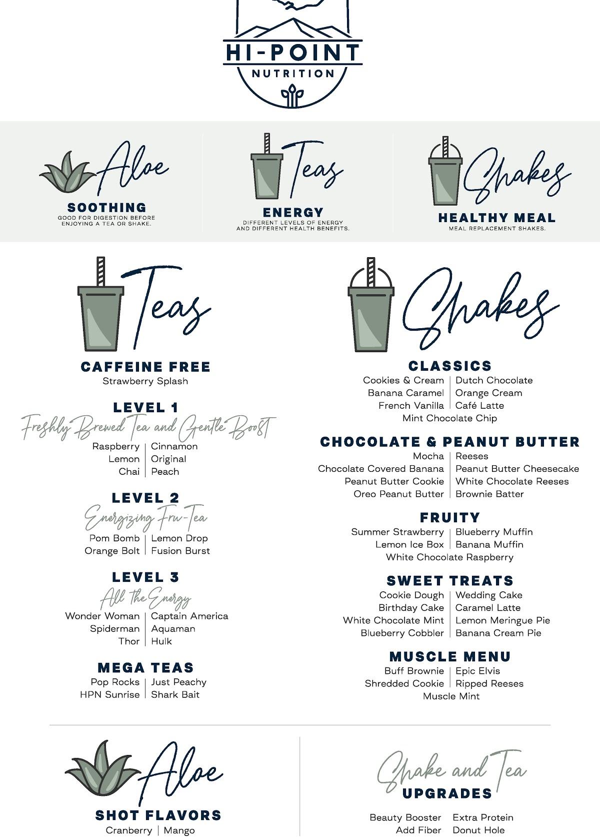 Menu at Hi-Point Nutrition, Bellefontaine