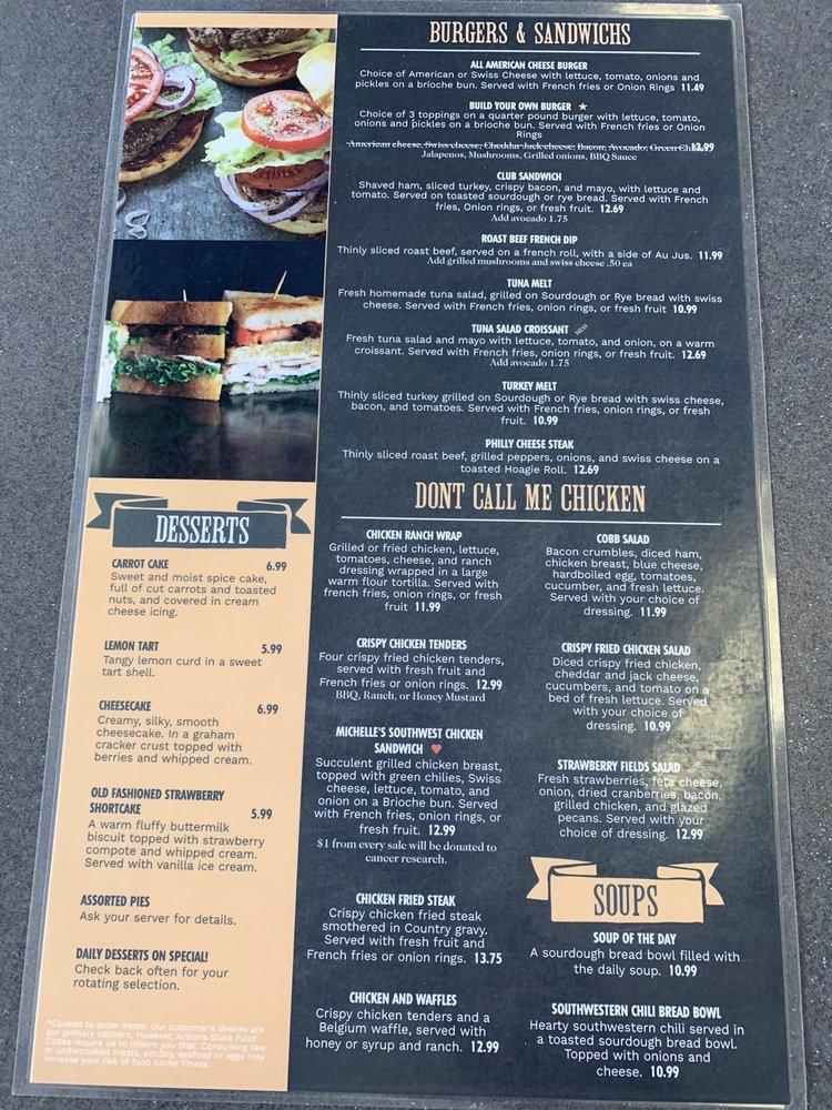Menu at JerryBobs Restaurant, Green Valley
