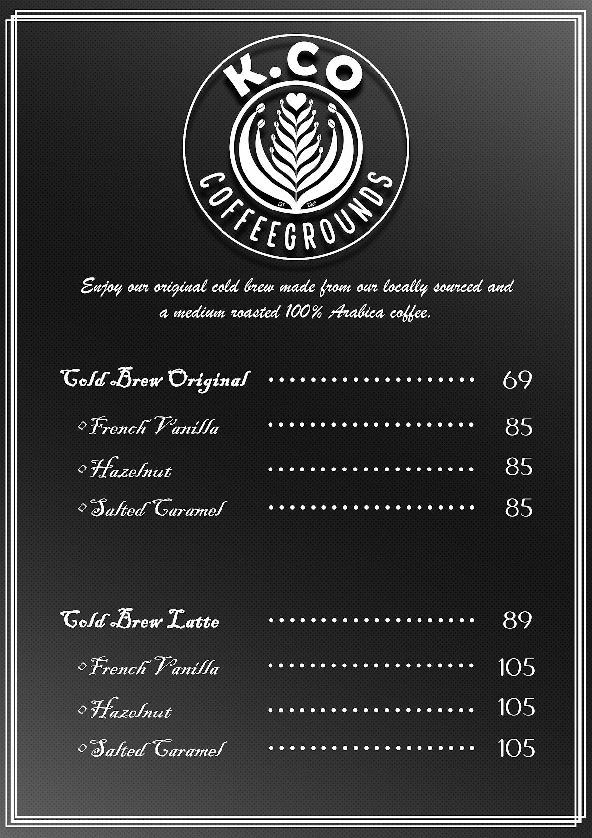 Menu at Katherine's Cold Brew cafe, Teresa