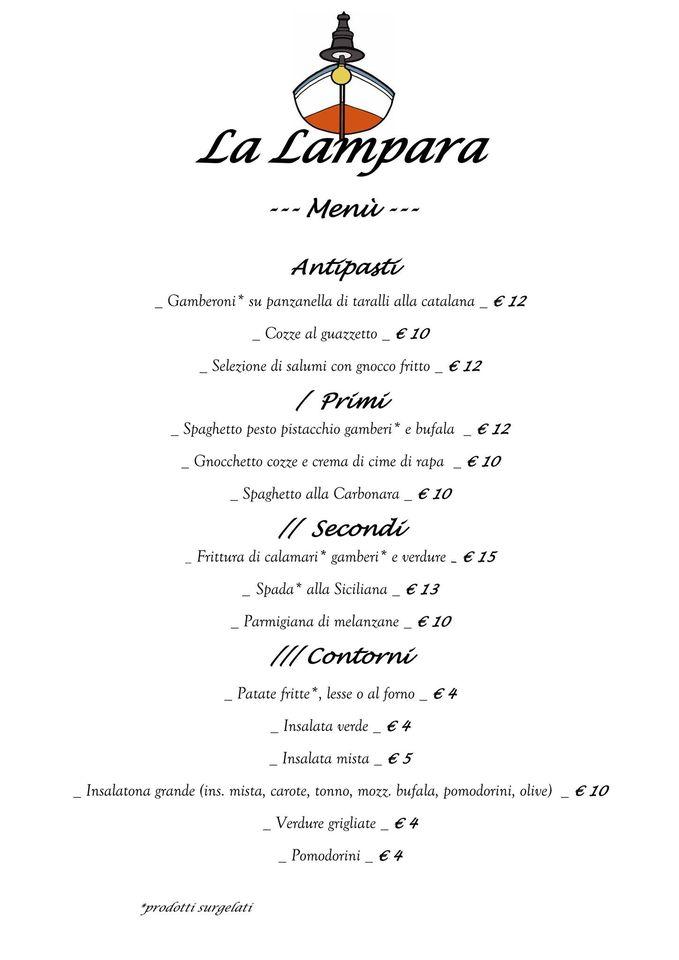 Menu da La Lampara pizzeria, Monza