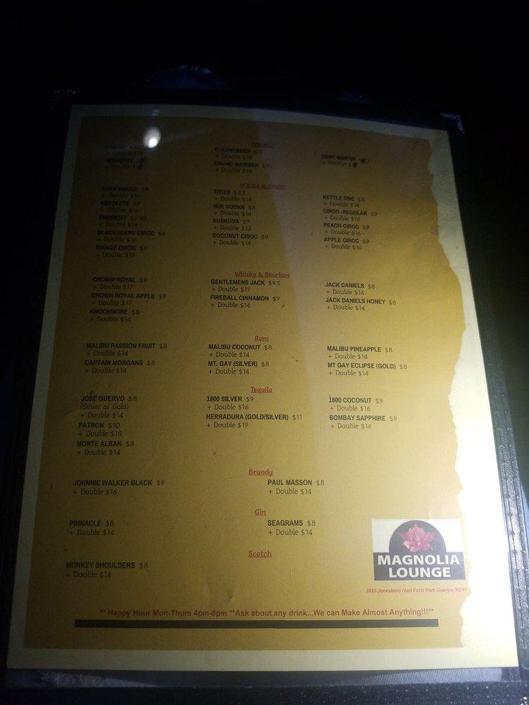 Menu at Magnolia Lounge pub & bar, Forest Park