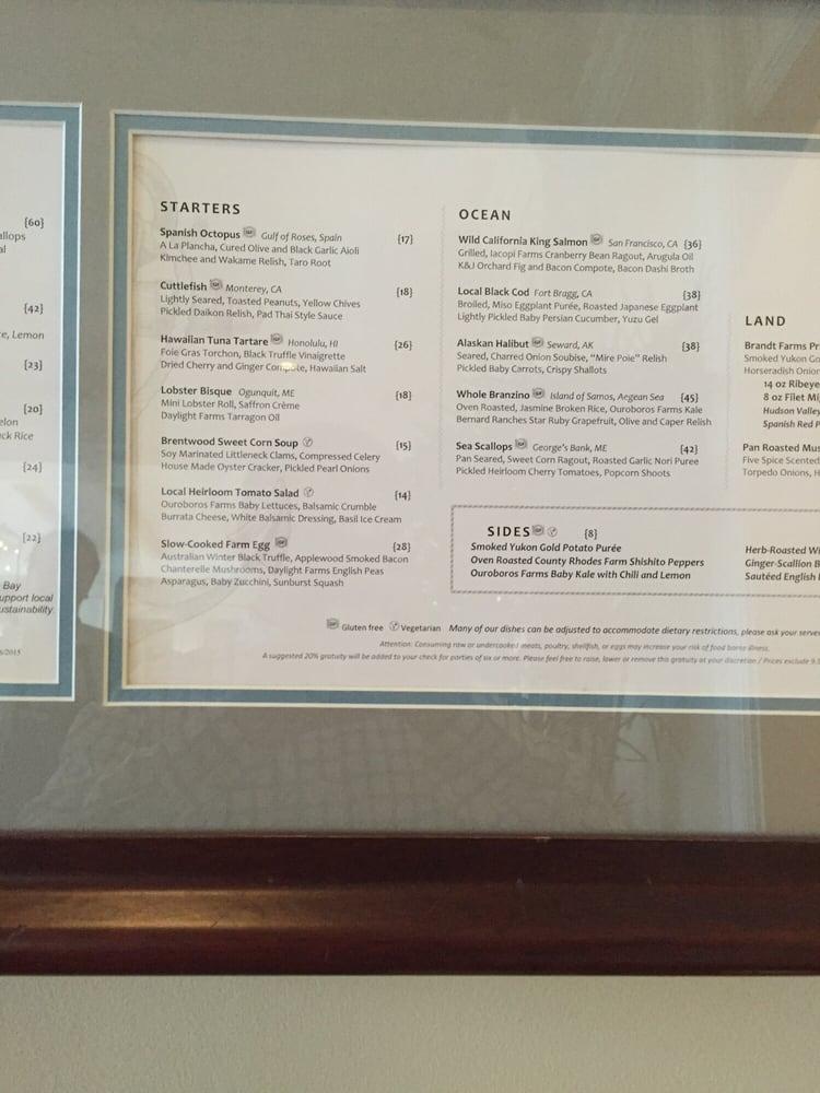Menu at Navio restaurant, Half Moon Bay