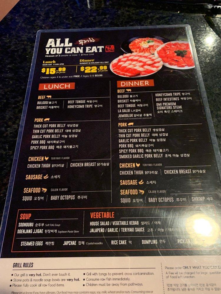 Menu at Omi Korean Grill & Bar(Arlington), Arlington