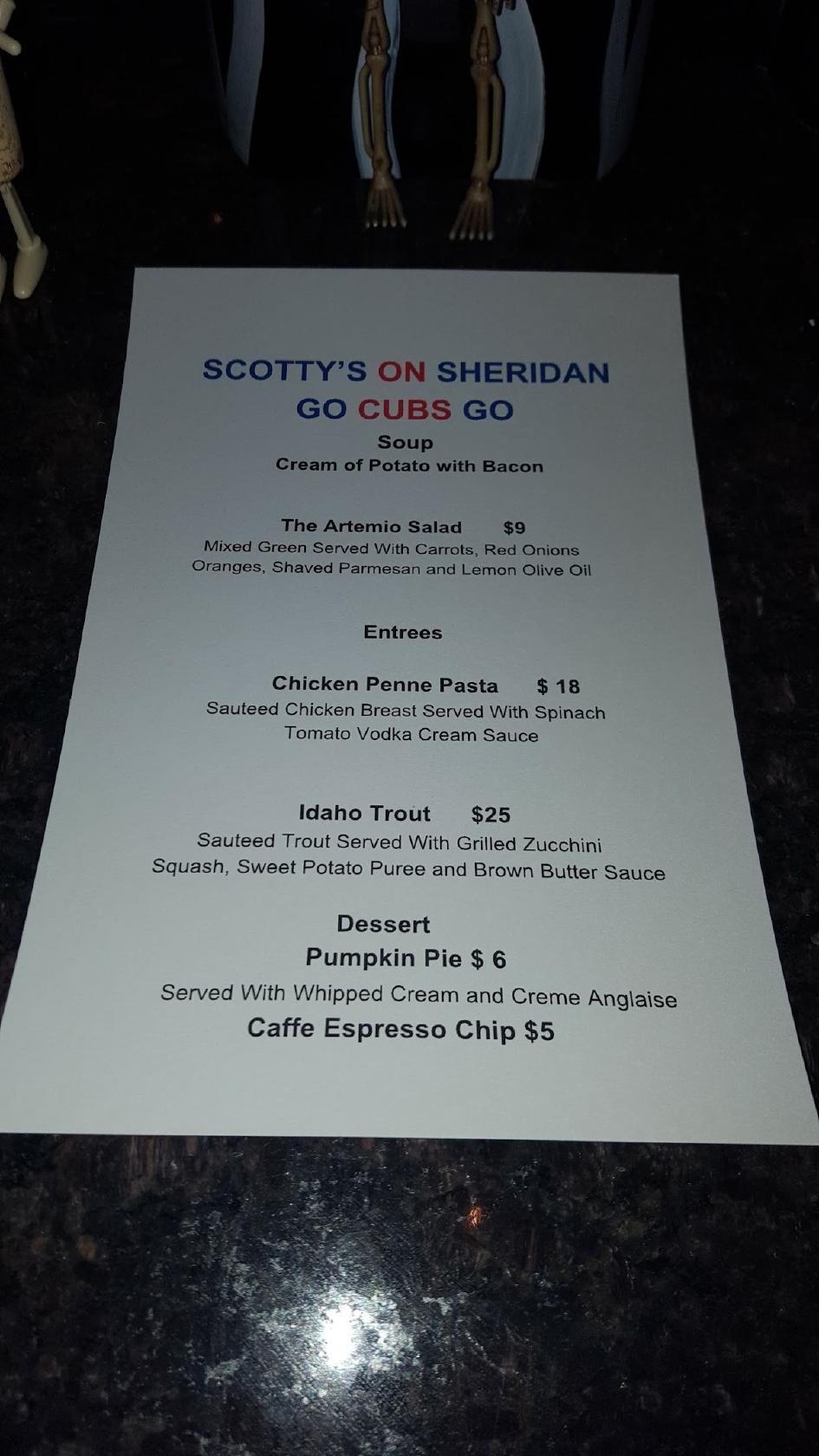 Menu at Scotty's On Sheridan pub & bar, Highwood