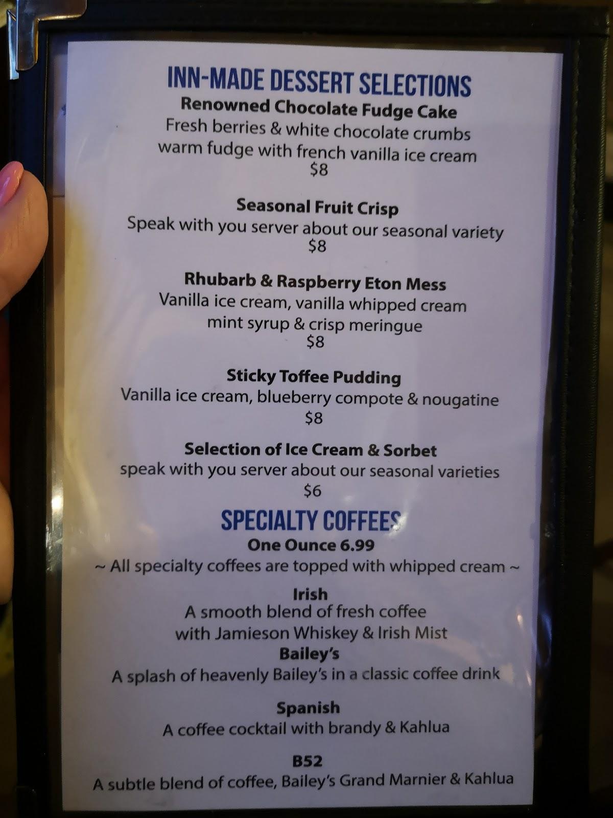 Menu at The Fergusson Room restaurant, Fergus
