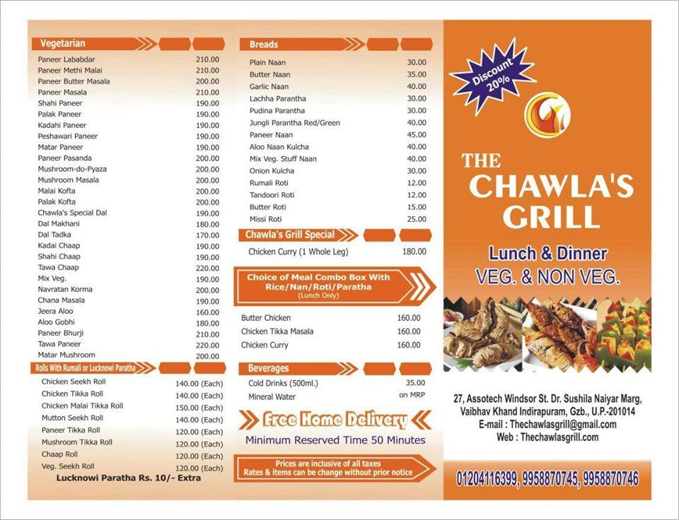 Menu at The Chawla's Grill, Ghaziabad, 27