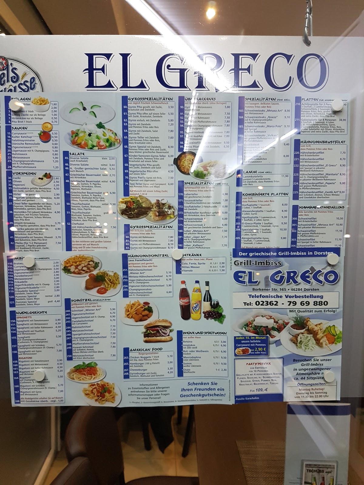 Speisekarte von El Greco Dorsten restaurant, Dorsten