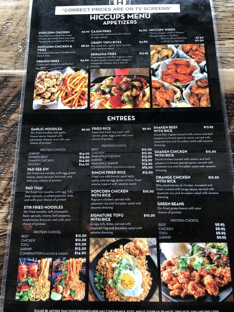 Carta del restaurante Hiccups, Gardena