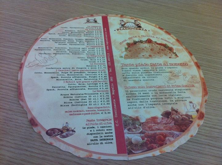 Menu da La Piadineria ristorante, Mapello, SS 342 Briantea Angolo Via ...