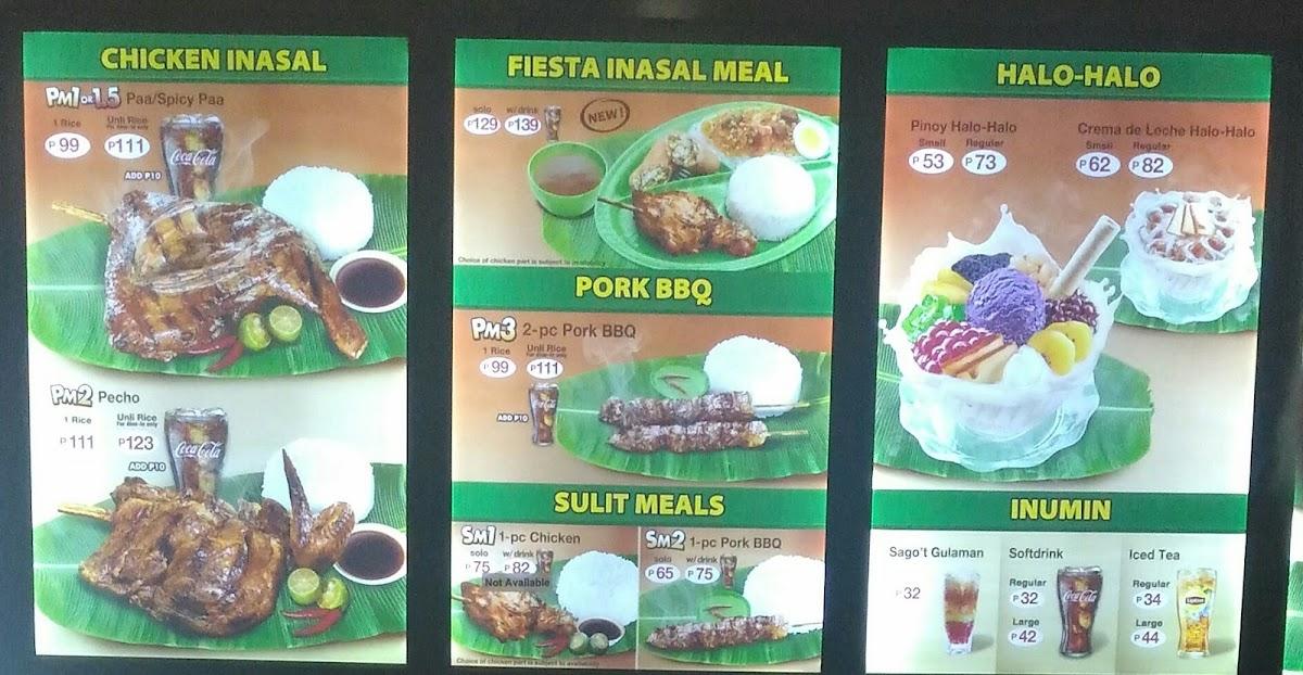 Menu at Mang Inasal restaurant, Legazpi City, Level 1 Ayala Mall ...