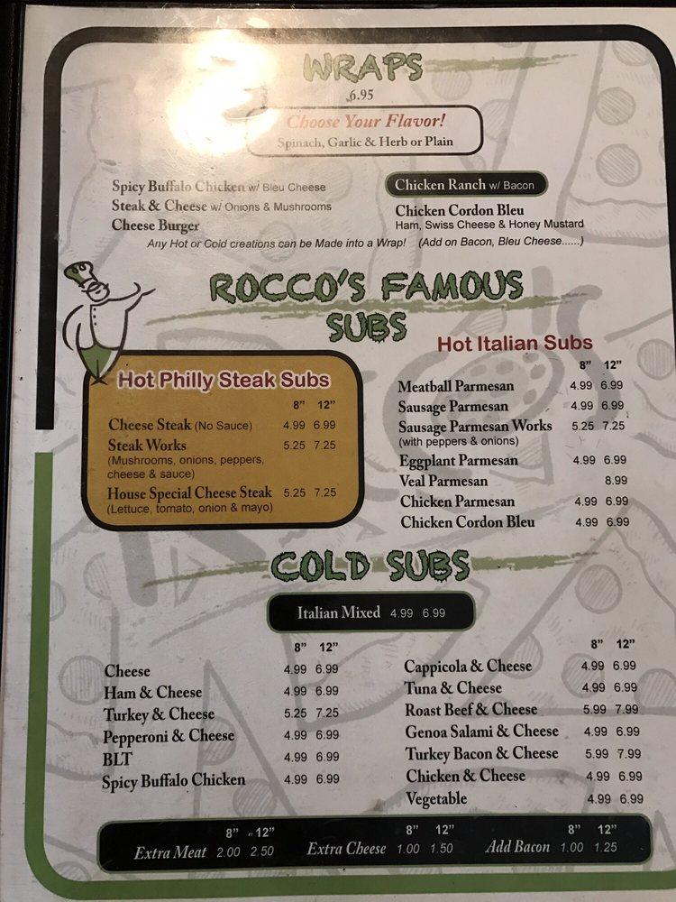 Menu at Rocco's Pizzeria, Corinth