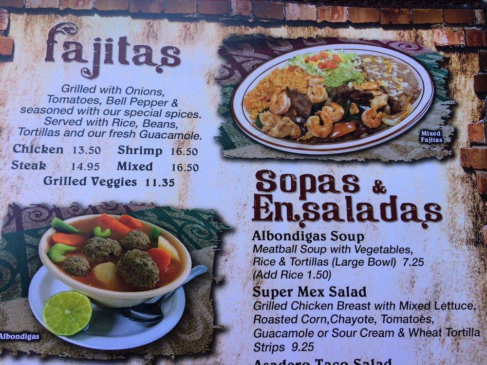 Menu at Super Mex restaurant, Irvine