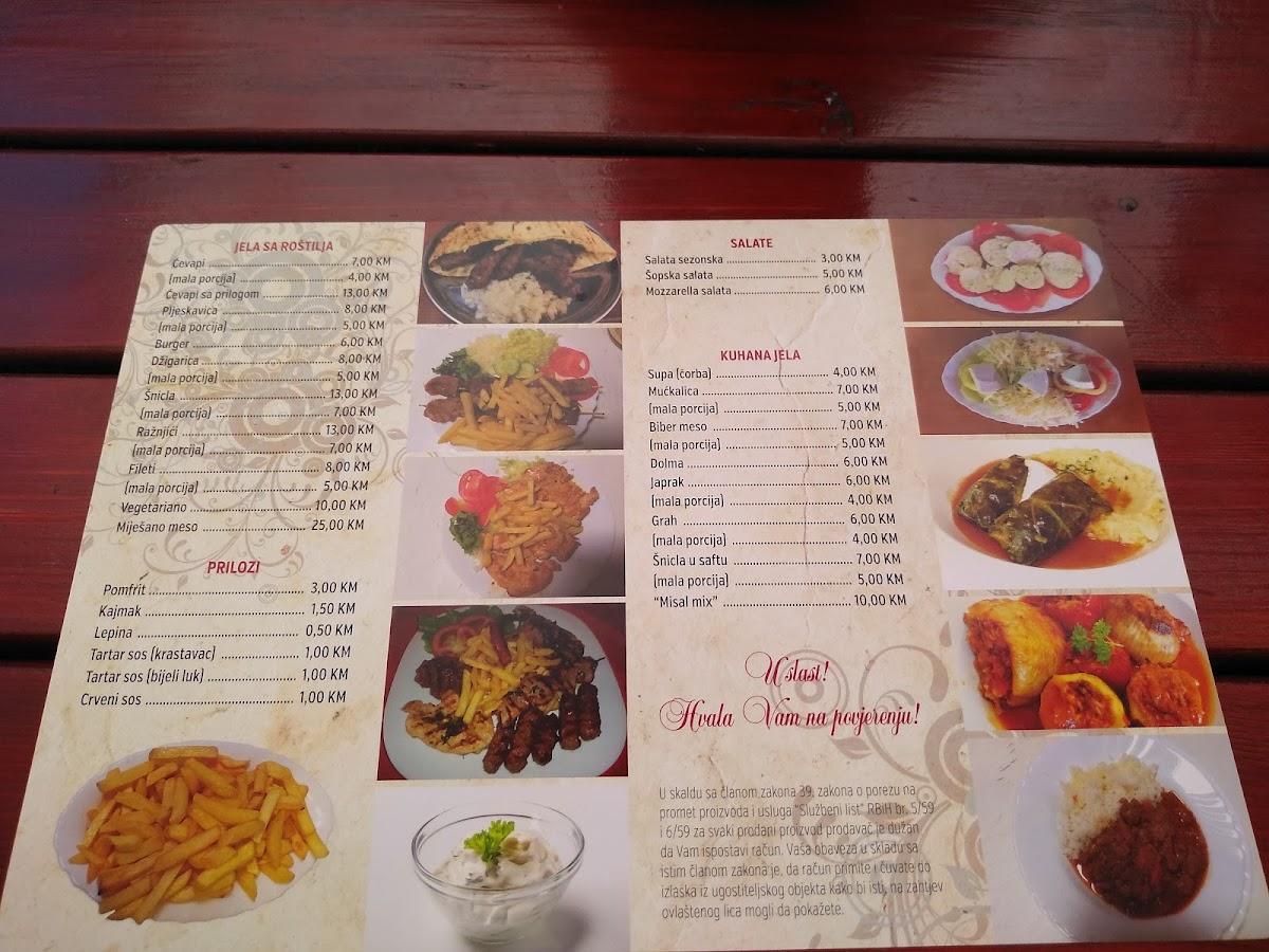 Menu at Aščinica Misal restaurant, Mostar