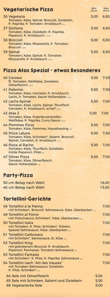 Speisekarte von Atas Grill pizza, Beckum