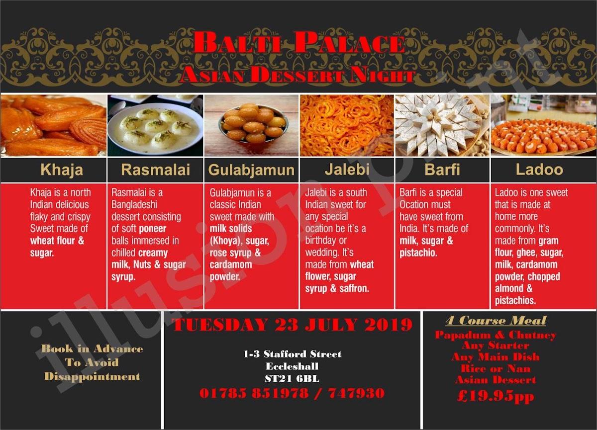 Menu at Balti Palace restaurant, Norbury