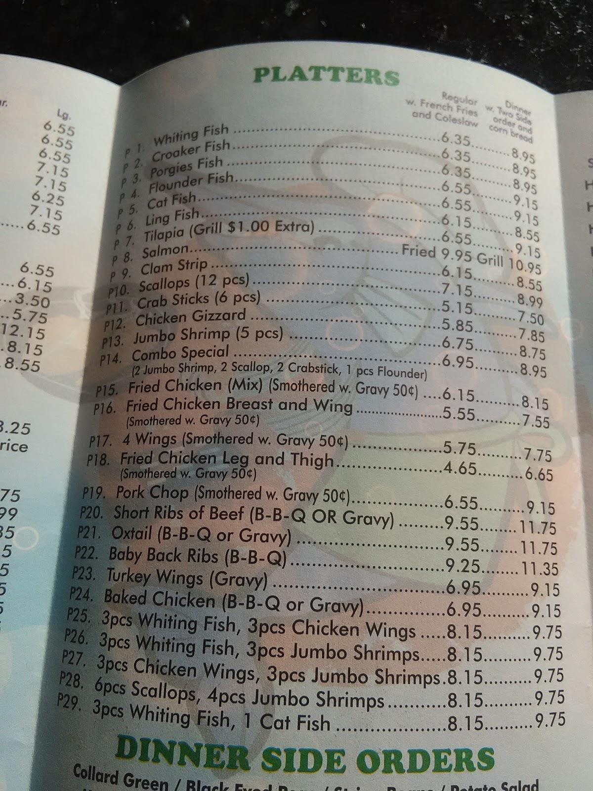Menu at Blue Bay restaurant, Philadelphia, City Ave