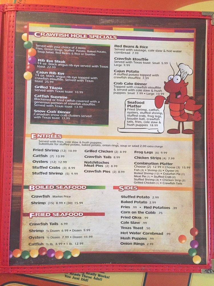 Menu at Crawfish Hole #2 Steak & Seafood Restaurant, Minden