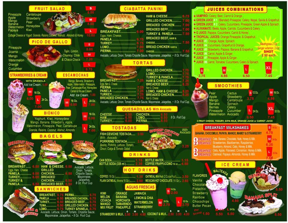 Menu at Fruteria Disfrutalas pub & bar, San Diego, University Ave